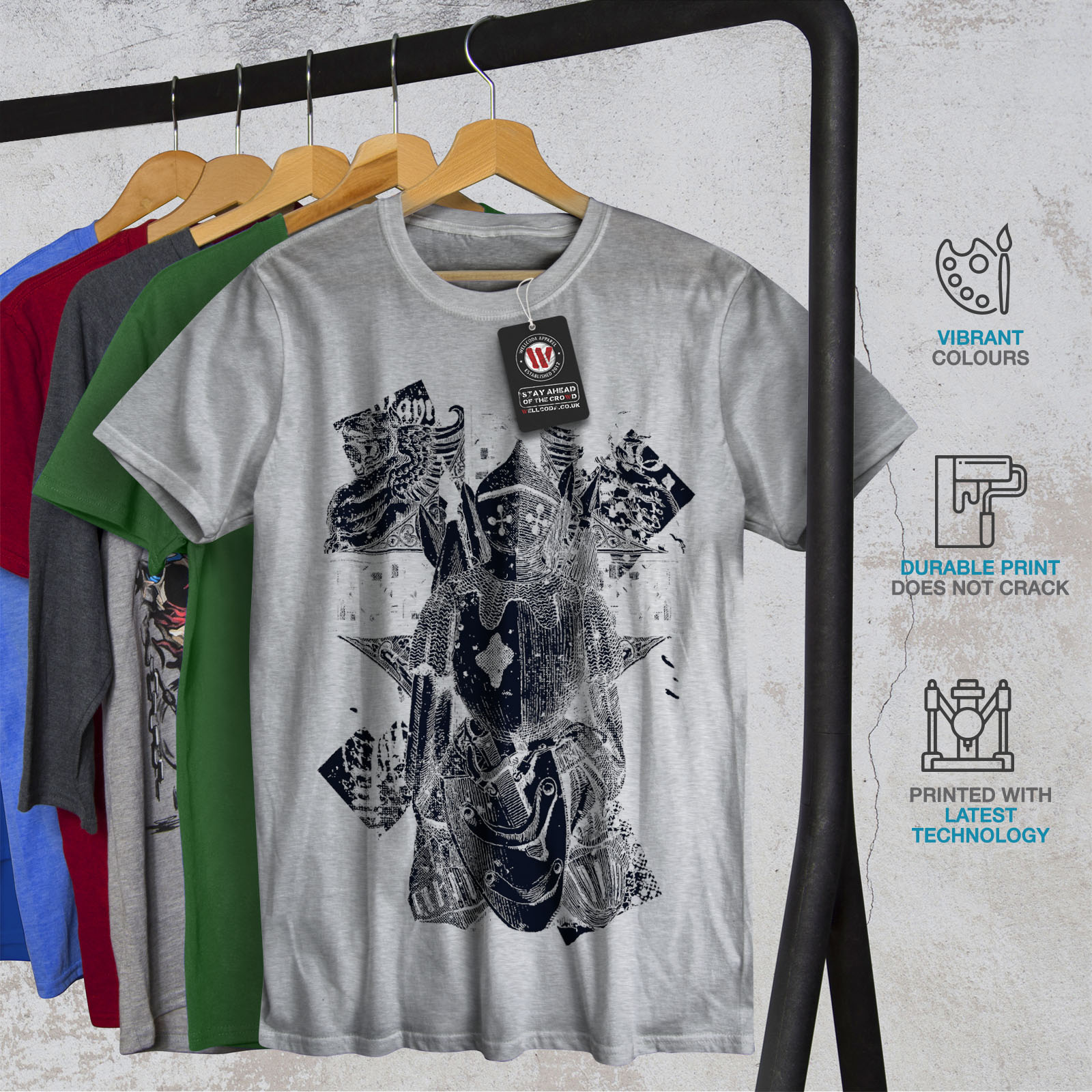 Wellcoda Knight Warrior Mens T Shirt Medieval Graphic Design Printed