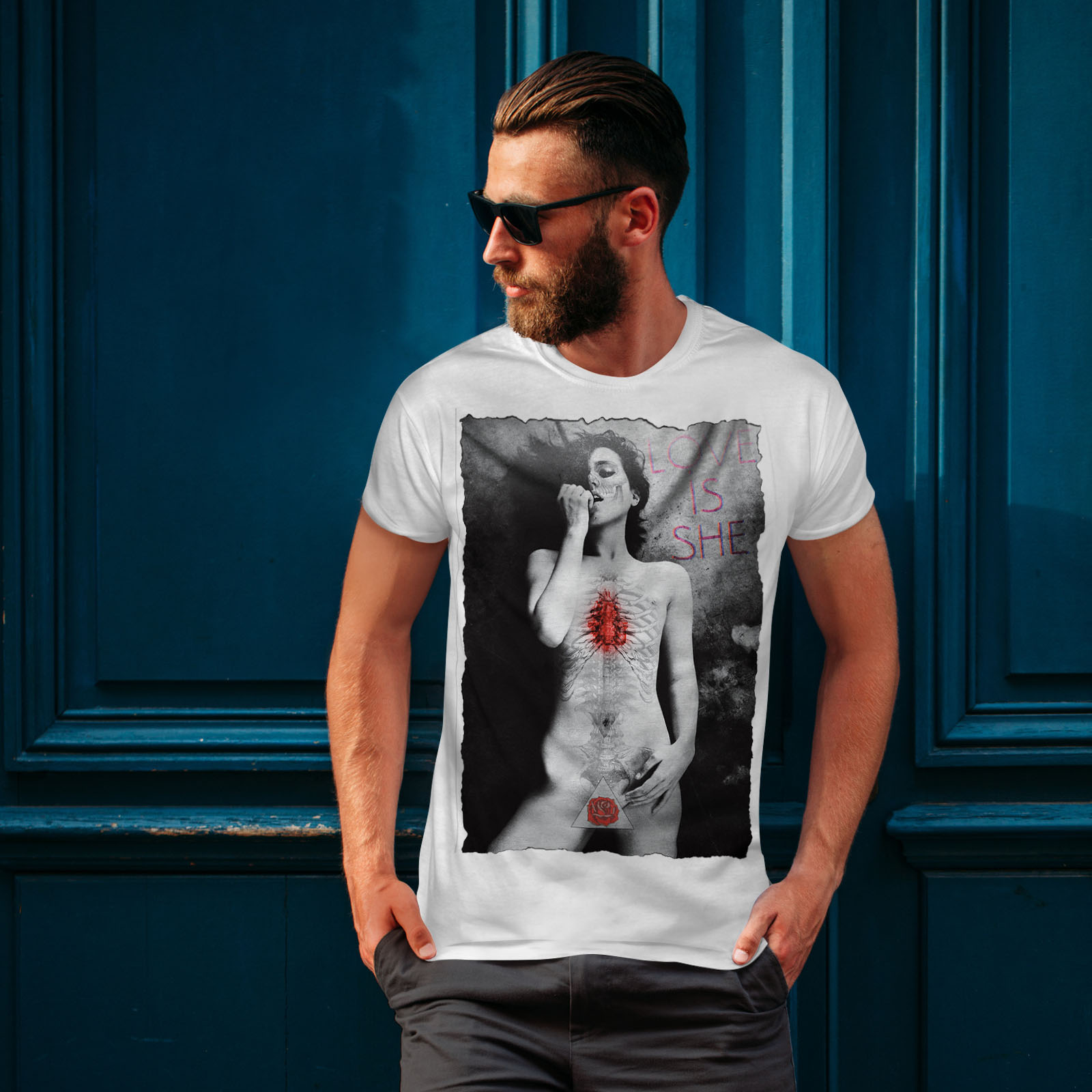 Wellcoda Girl Nude Love She Sexy Mens T Shirt Naked Graphic Design
