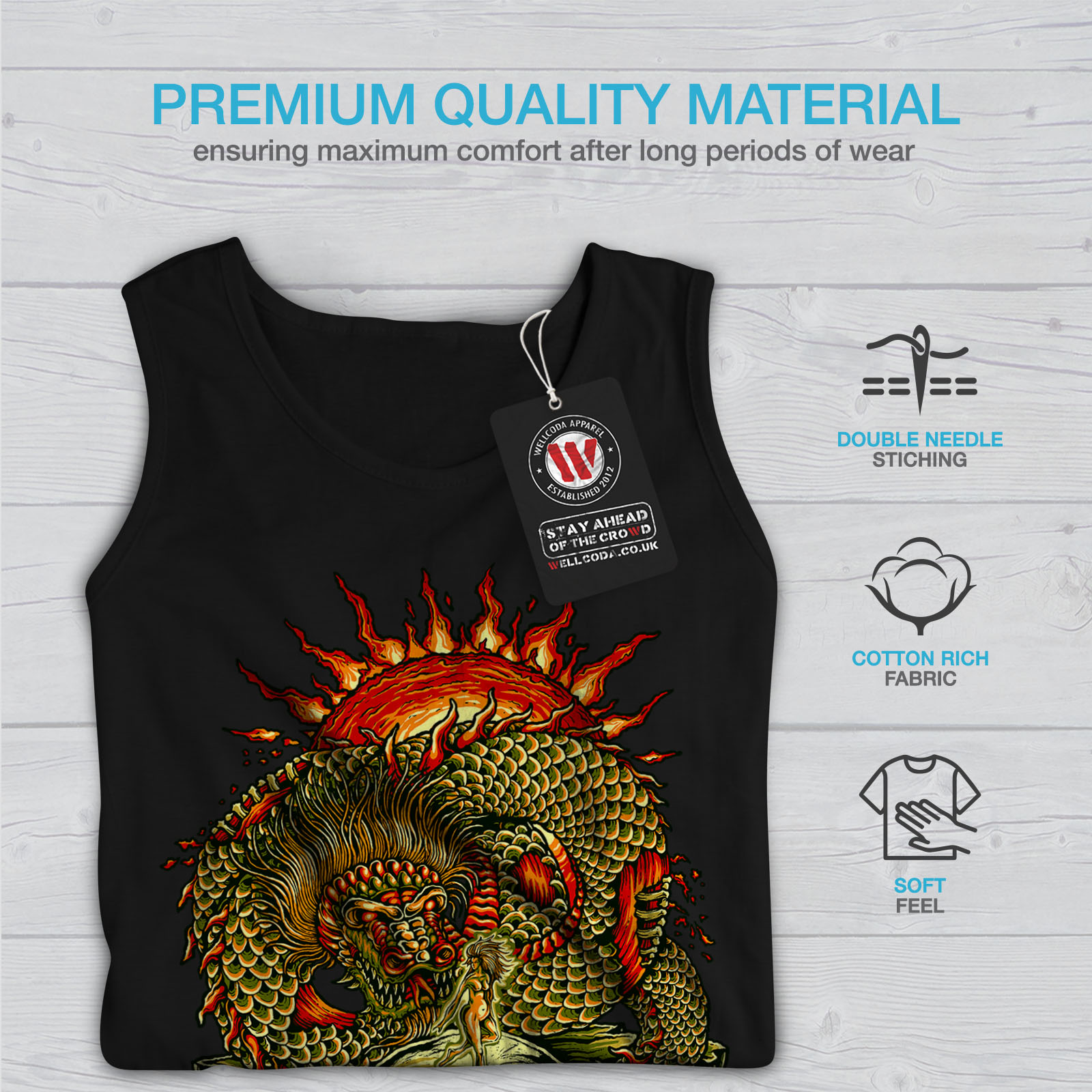Wellcoda Chinese Dragon Mens Tank Top Asian Art Active Sports Shirt Ebay