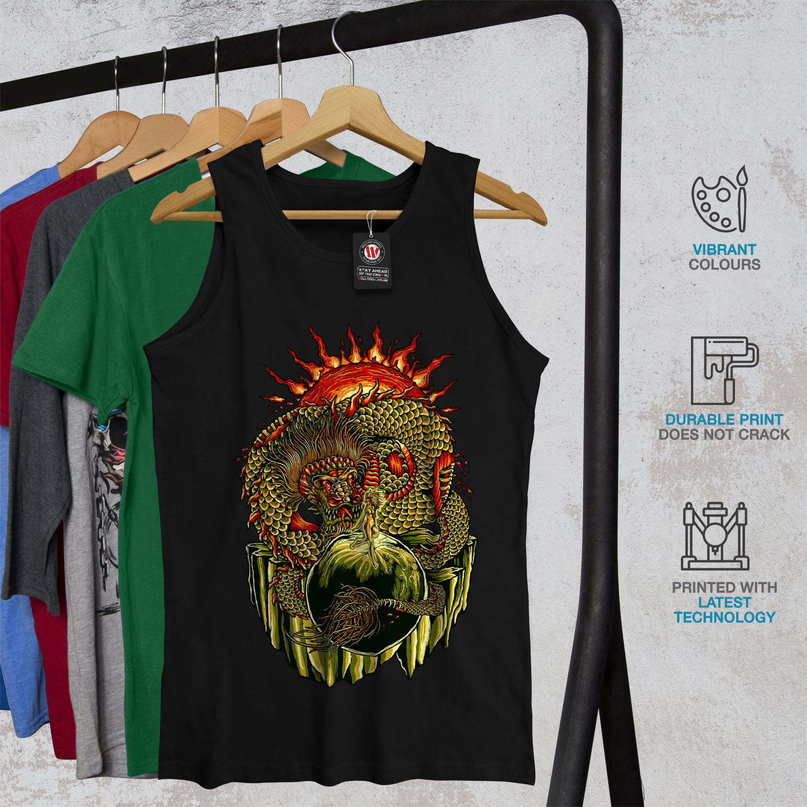 Wellcoda Chinese Dragon Mens Tank Top Asian Art Active Sports Shirt Ebay