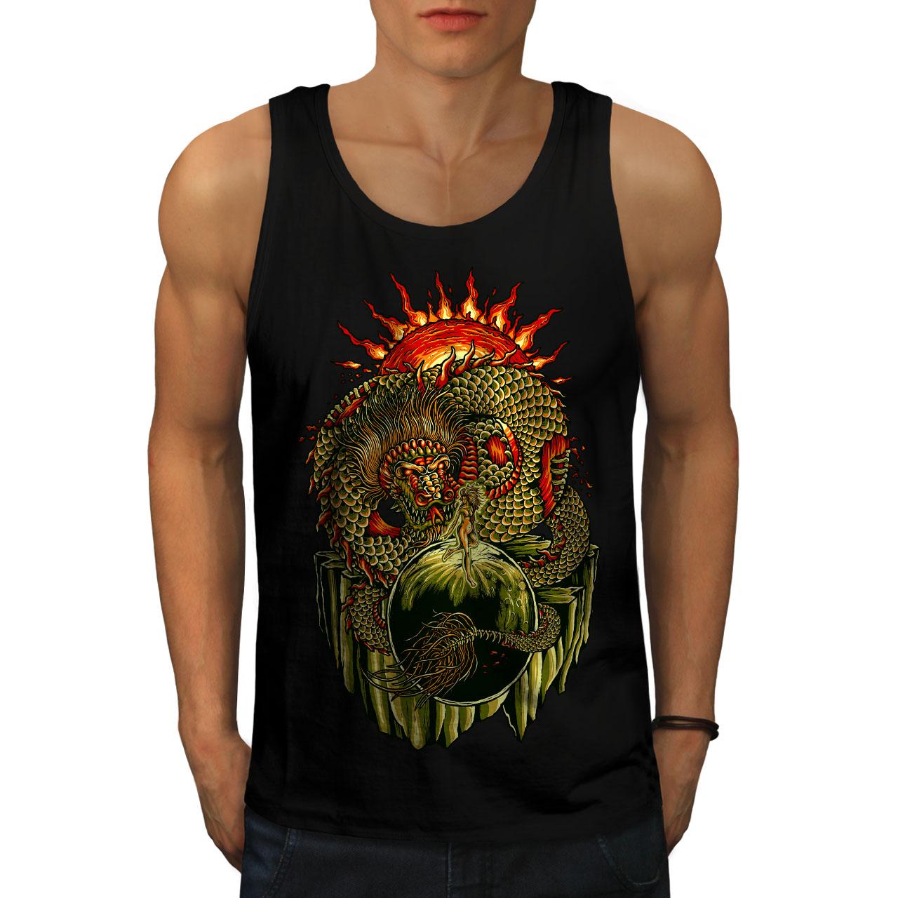 Wellcoda Chinese Dragon Mens Tank Top Asian Art Active Sports Shirt Ebay