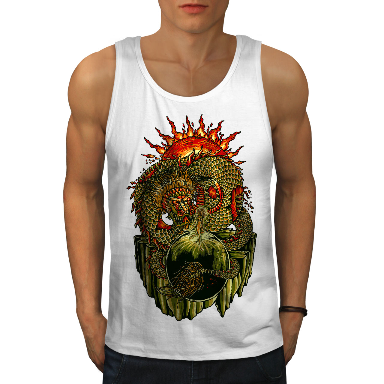 Wellcoda Chinese Dragon Mens Tank Top Asian Art Active Sports Shirt Ebay