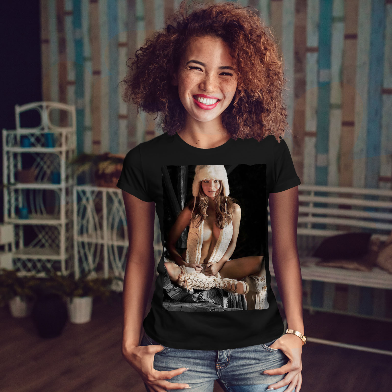 Wellcoda Nude Woman Hot Girl Sexy Womens T Shirt Lady Casual Design