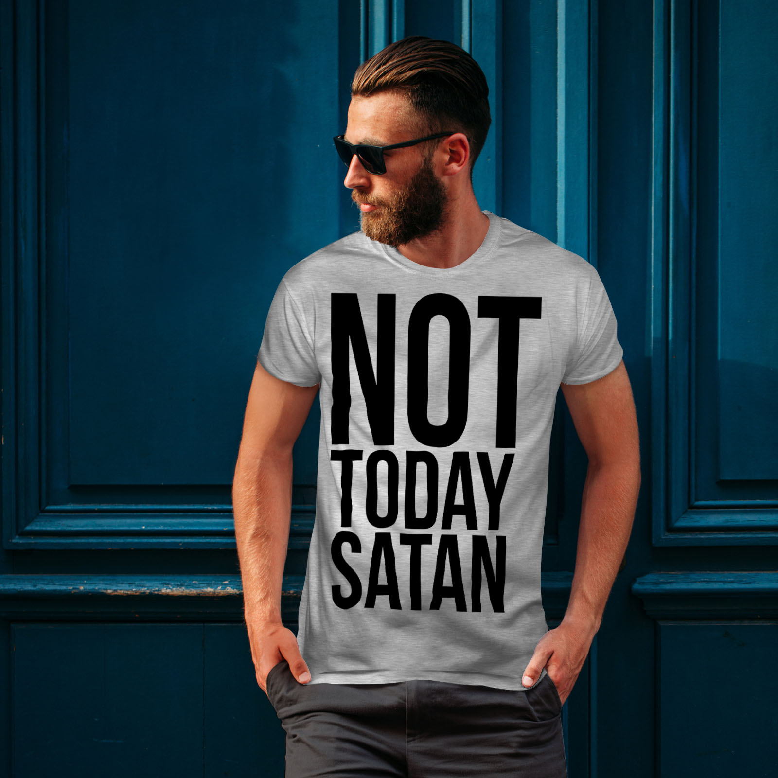 Wellcoda Not Today Satan Mens T Shirt Occult Graphic Design Printed
