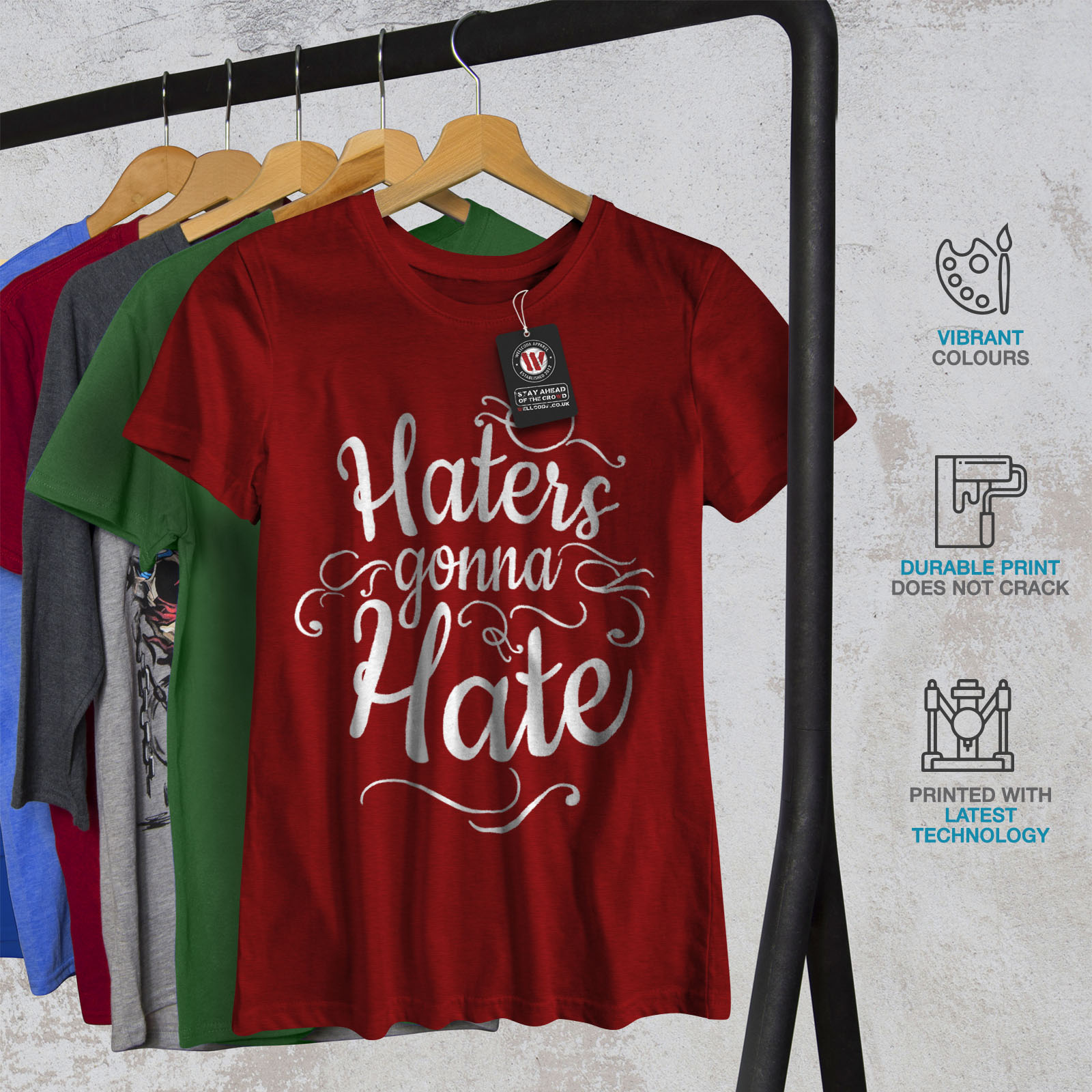 Wellcoda Haters Gonna Hate Womens T Shirt Funny Casual Design Printed
