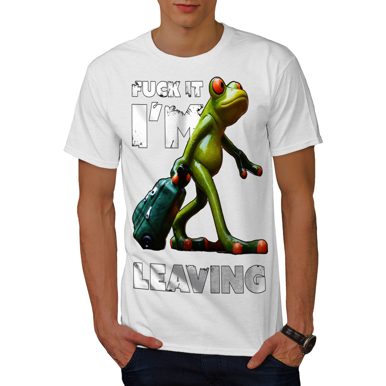 Wellcoda I m Leaving Frog Mens T shirt Animal Graphic Design Printed wellcoda-i-m-leaving-frog-mens-t-shirt-animal-graphic-design-printed
