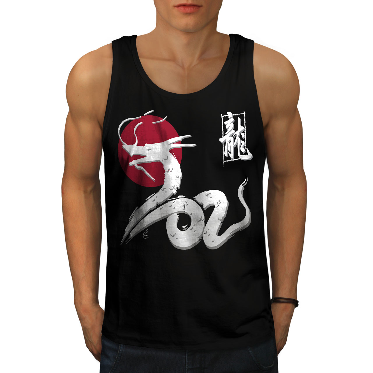Wellcoda Japan Dragon Mens Tank Top Oriental Active Sports Shirt Ebay
