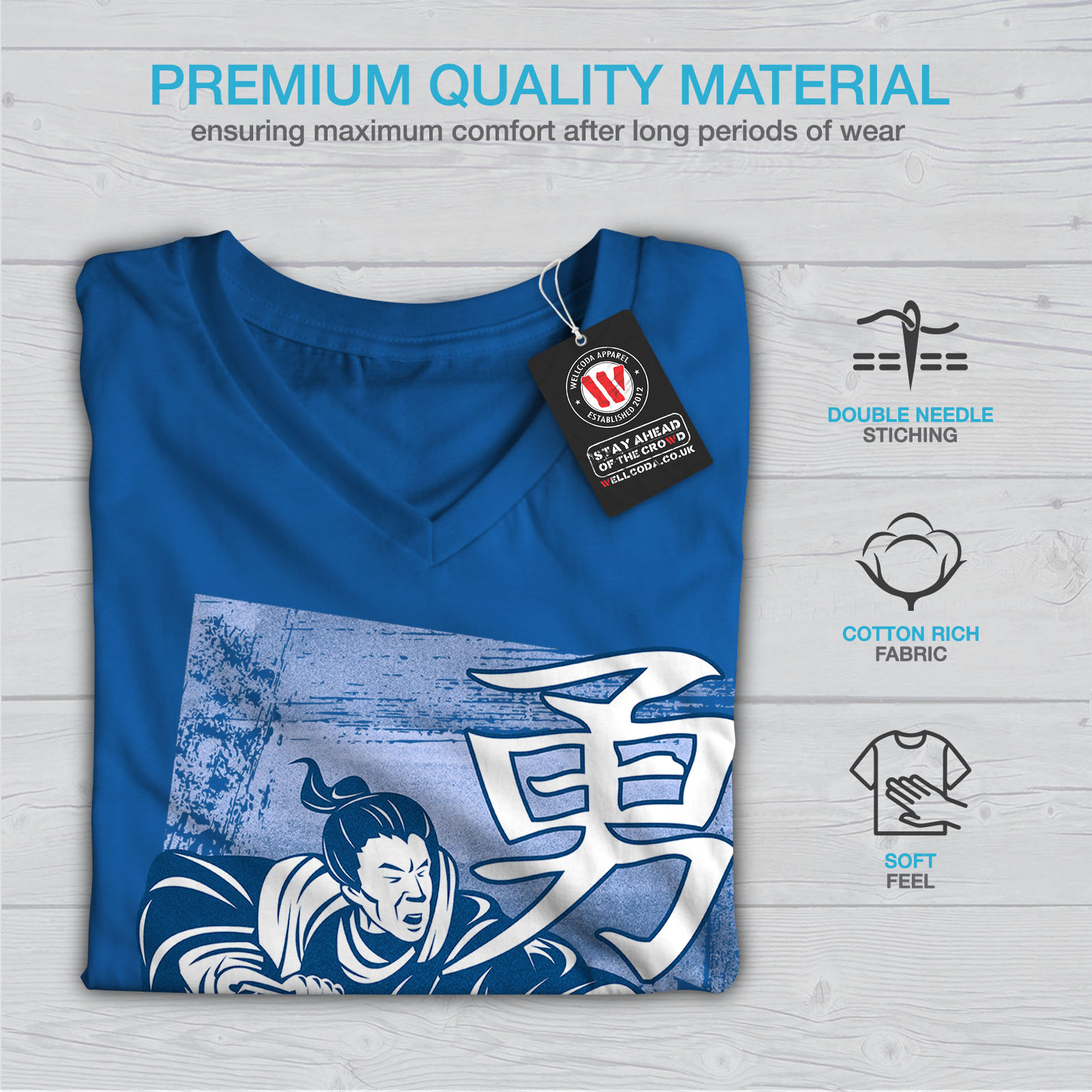 Camiseta De Combate Japonés Wellcoda Para Hombre Cuello En V Camiseta