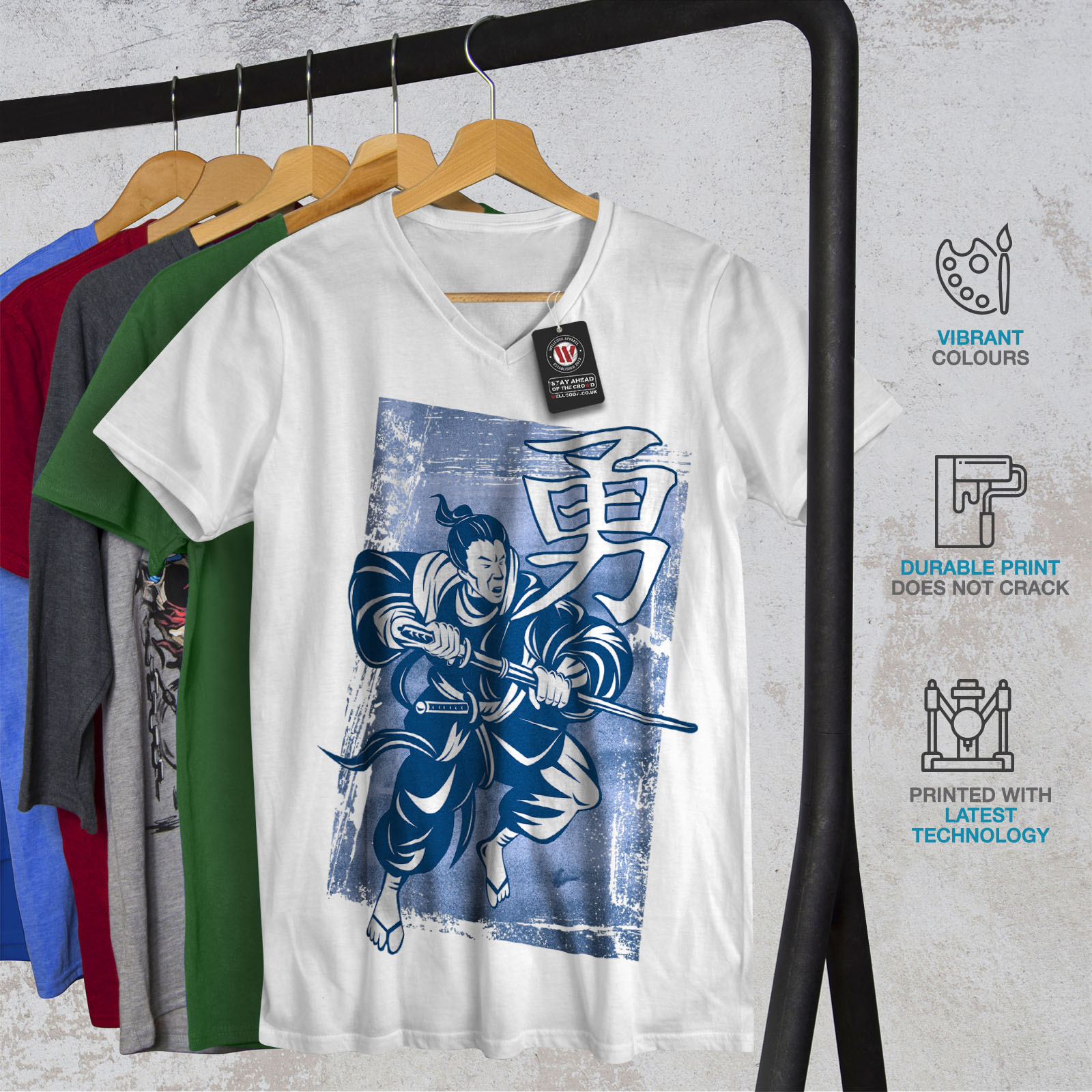 Camiseta De Combate Japonés Wellcoda Para Hombre Cuello En V Camiseta