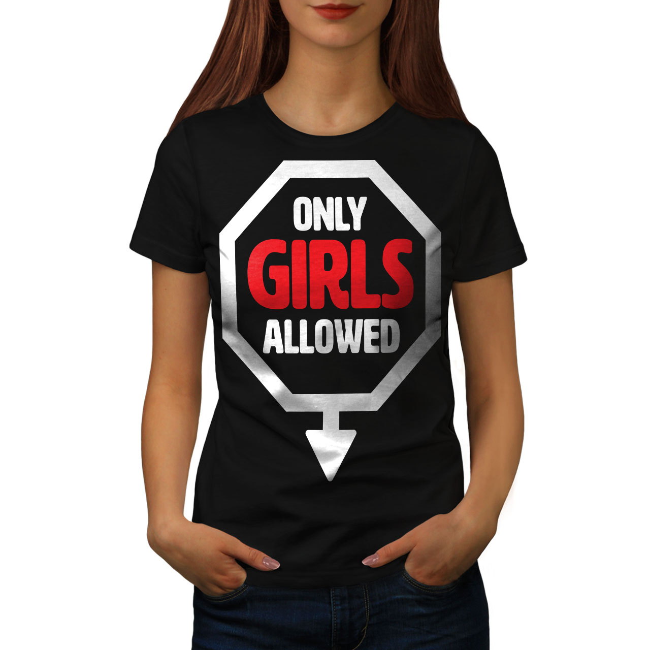 Wellcoda Only Girls Slogans Funny Womens T Shirt Lady Casual Design