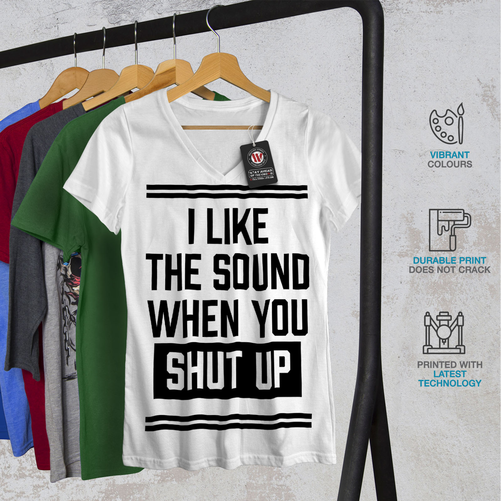Wellcoda Shut Up Offensive Funny Womens V Neck T shirt Be Graphic wellcoda-shut-up-offensive-funny-womens-v-neck-t-shirt-be-graphic