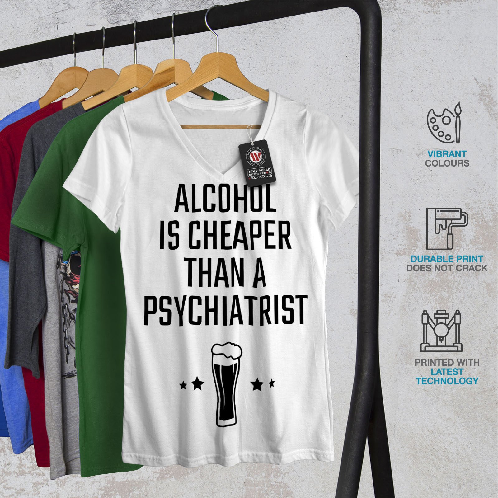 Wellcoda Alcohol Saying Joke Womens V Neck T Shirt Alcohol Graphic